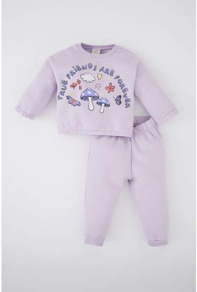DeFacto Kız Bebek Regular Fit Baskılı Uzun Kollu Tişört Alt Takım Y5901A222WN DeFacto Kız Bebek Regular Fit Baskılı Uzun Kollu Tişört Alt Takım Y5901A222WN