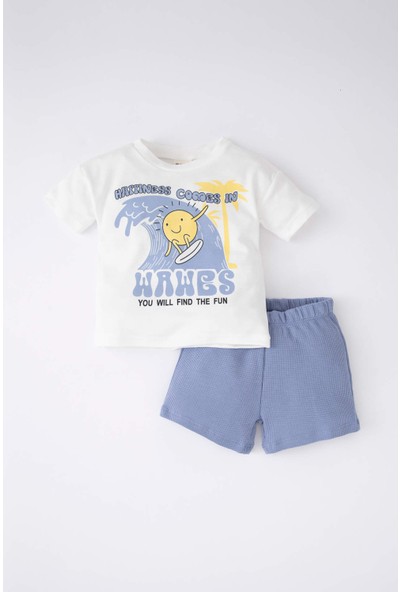 DeFacto Erkek Bebek Regular Fit Baskılı Kısa Kollu Tişört ve Şort Takım Z2415A222SM DeFacto Erkek Bebek Regular Fit Baskılı Kısa Kollu Tişört ve Şort Takım Z2415A222SM