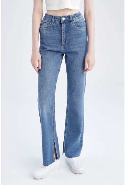 Ispanyol Paça Yüksek Bel Paça Ucu Kesik Jean PANTOLON Y8947AZ22AU