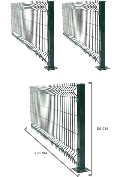 Telfence 3 'lü Panel Çit Takım 50X250 cm Çift Telli (7,5 Metre) Telfence 3 'lü Panel Çit Takım 50X250 cm Çift Telli (7,5 Metre)