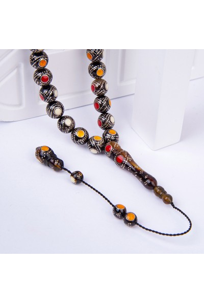 Vetesbih Sistemli Küre Kesim Gümüş Kakma Bağa Tesbih