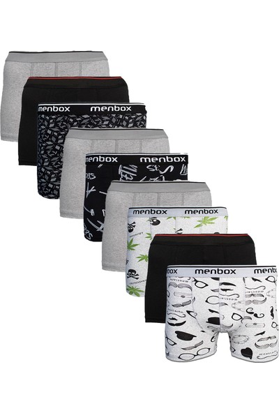 Menbox 9'lu Karışık Desenli Likralı Klasik Erkek Boxer Menbox 9'lu Karışık Desenli Likralı Klasik Erkek Boxer