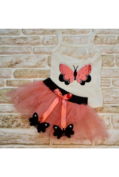 Needaya Kelebeğin Rüyası Kurdele Detaylı Külotlu Askılı Tütü Bebek Takım Elbise - Kız