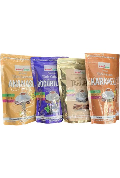 Kahveci Ayhan Ananas + Böğürtlen + Tarçın + Karamelli Türk Kahvesi 4 x 200 gr Kahveci Ayhan Ananas + Böğürtlen + Tarçın + Karamelli Türk Kahvesi 4 x 200 gr