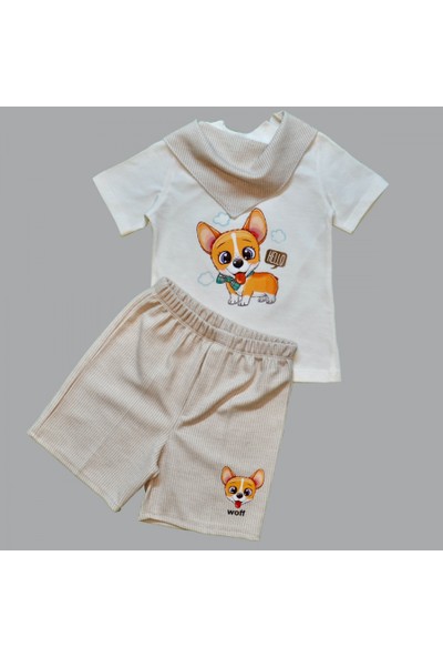 Needaya Merhaba Sevimli Köpek Figürlü Kısa Kol Yazlık Çocuk Takımı - Erkek