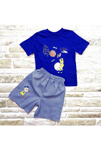 Needaya Basketçi Minik Figürlü Kısa Kollu Yazlık Çocuk Takımı - Erkek