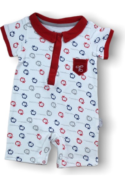 Needaya Minik Aslan ve Cep Detaylı Kısa Bebek Tulum - Erkek (Kırmızı) Needaya Minik Aslan ve Cep Detaylı Kısa Bebek Tulum - Erkek (Kırmızı)