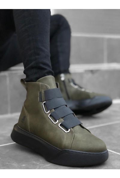 ER0142 Bantlı Erkek Yüksek Taban Haki Spor Bot