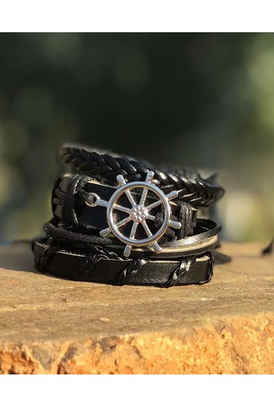 BSN Dümen Figürlü Deri Bileklik (4 Parça) BSN Dümen Figürlü Deri Bileklik (4 Parça)