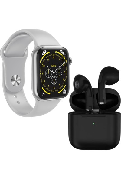 Pro 5 Siyah Bluetooth Kulaklık HW18 Gri Silikon ve Hasır Kordonlu Akıllı Saat Pro 5 Siyah Bluetooth Kulaklık HW18 Gri Silikon ve Hasır Kordonlu Akıllı Saat
