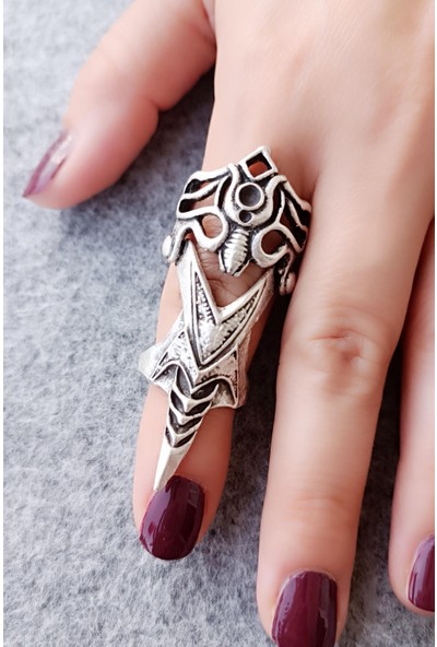 Fildişi Aksesuar Antik Gümüş Kaplama Motif Şekilli El Yapımı Ayarlanabilir Hareketli Unisex Yüzük Fildişi Aksesuar Antik Gümüş Kaplama Motif Şekilli El Yapımı Ayarlanabilir Hareketli Unisex Yüzük