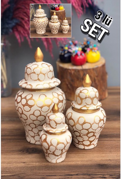 Şahane Pazar Krem 3'lü Şah Küp Seti FMA04526 Şahane Pazar Krem 3'lü Şah Küp Seti FMA04526