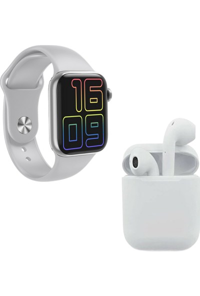 Premium Set HW12 Full Ekran Akıllı Saat Gri Bluetooth I12 Inpods Kulaklık Premium Set HW12 Full Ekran Akıllı Saat Gri Bluetooth I12 Inpods Kulaklık