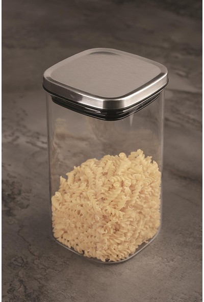Krom Kapaklı Kare Cam Kavanoz 6X6X13 cm Krom Kapaklı Kare Cam Kavanoz 6X6X13 cm