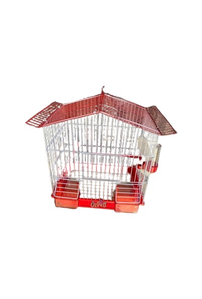 Quik Kırmızı Çatılı Kuş Kafesi En 20 Boy 30 Yükseklik 38 cm