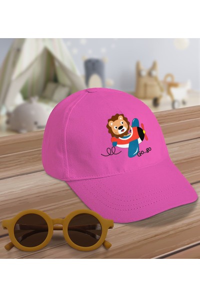 Bk Kids Sevimli Pilot Tasarımlı Pembe Cotton Çocuk Şapkası ve Sarı Çocuk Güneş Gözlüğü Hediye Seti Bk Kids Sevimli Pilot Tasarımlı Pembe Cotton Çocuk Şapkası ve Sarı Çocuk Güneş Gözlüğü Hediye Seti