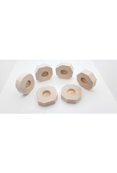Be Beauty Boyasız Simetrik Kesilmemiş Ahşap Tealight Mumluk 6'lı Be Beauty Boyasız Simetrik Kesilmemiş Ahşap Tealight Mumluk 6'lı
