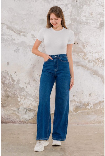 Petmudo AVM Yüksek Bel Palazzo Jean - Mavi