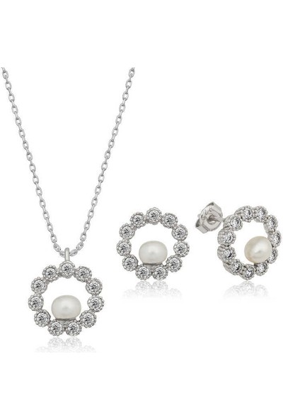 York Nevada Gümüş İncili Halka Desenli Kadın Set York Nevada Gümüş İncili Halka Desenli Kadın Set