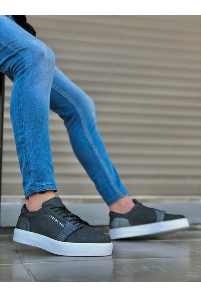 BOA BA0549 Bağcıklı Antrasit Ekose Beyaz Taban Spor Klasik Erkek Ayakkabı BOA BA0549 Bağcıklı Antrasit Ekose Beyaz Taban Spor Klasik Erkek Ayakkabı