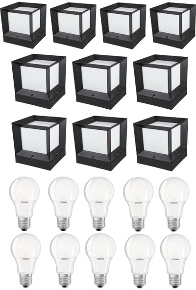 Aral LED 10 Adet Siyah Bahçe Prizma Aydınlatma + 10 Adet 8,5 Watt Beyaz Işık Osram LED Ampul Aral LED 10 Adet Siyah Bahçe Prizma Aydınlatma + 10 Adet 8,5 Watt Beyaz Işık Osram LED Ampul