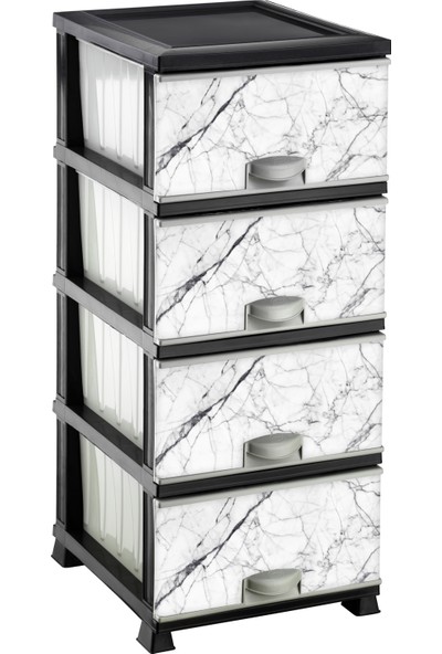 Beatus Home Mermer Desenli 4 Katlı Çok Amaçlı Erzak Dolabı Beatus Home Mermer Desenli 4 Katlı Çok Amaçlı Erzak Dolabı