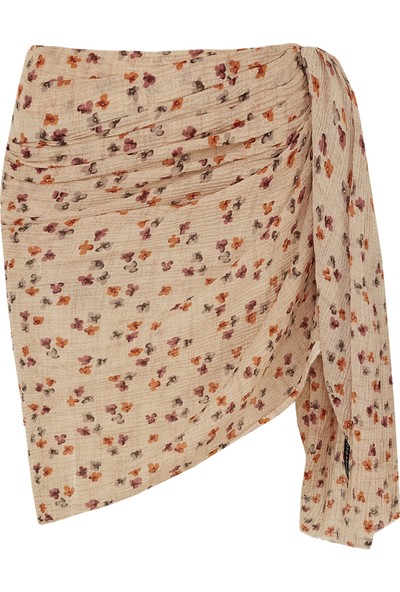 Ipeközü Bisküvi Minik Çiçek Desenli Pamuklu Bürümcük Şal Pareo