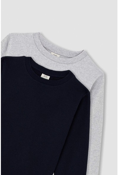 DeFacto Erkek Çocuk Regular Fit İnce Sweatshirt Kumaşı Bisiklet Yaka 2'li Sweatshirt Y6078A622AU