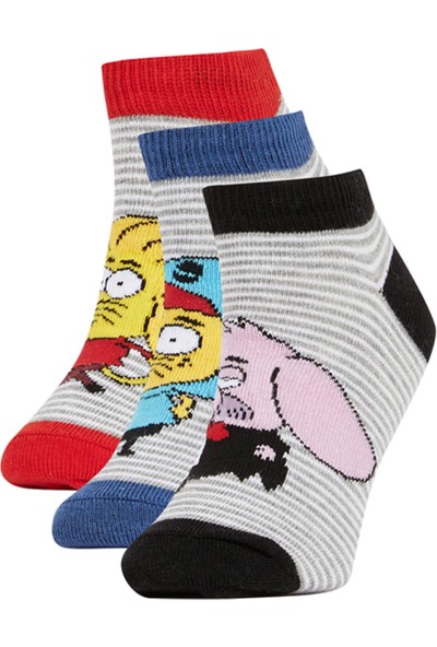 DeFacto Erkek Çocuk Kral Şakir Lisanslı Pamuklu 3'lü Kısa Çorap L8597A6NS