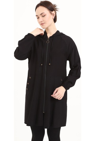 Rays Önü Fermuarlı Kap Siyah