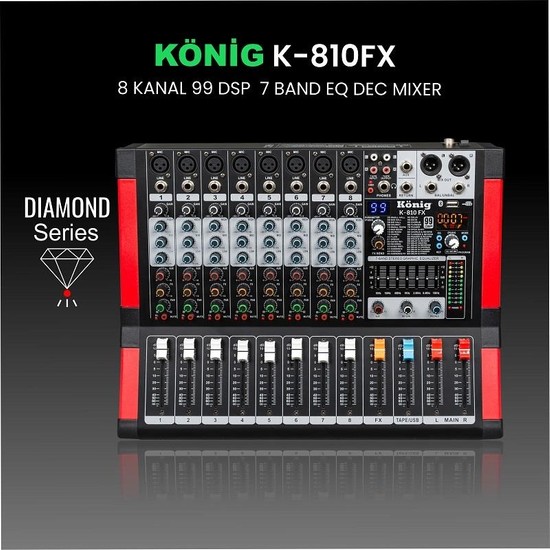 König K-810 Fx 8 Kanal 7 Band Equalizer 99 Dsp Effect Fiyatı