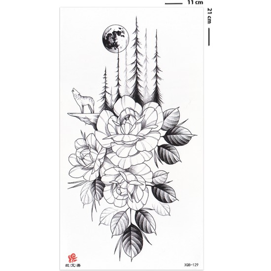 BP Tattoo Nightfall Dolunay ve Gül Geçici Dövme Fiyatı