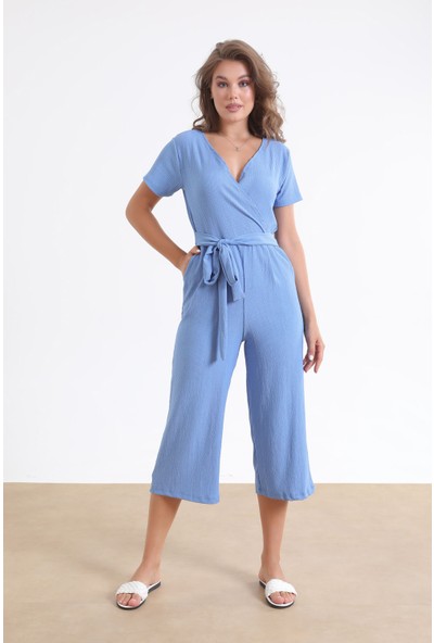 Rays Kruvaze Yaka Midi Boy Tulum Mavi