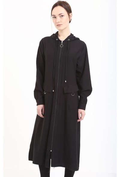 Rays Kapüşonlu Kap Siyah