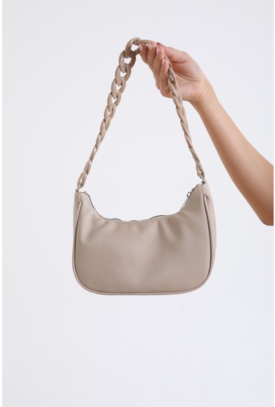 Rays Zincir Detaylı Baget Çanta Vizon