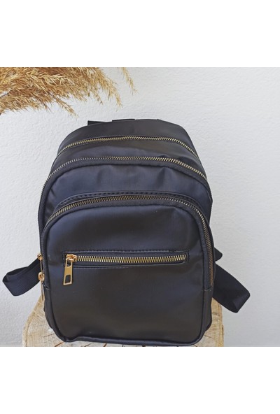 Morlin Polo Siyah Suni Deri Orta Boy Sırt Çantası