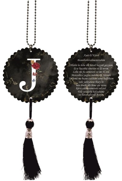 Hediye Postası J Harfli ve Ayetel Kürsili Dikiz Ayna Süsü Hediye Postası J Harfli ve Ayetel Kürsili Dikiz Ayna Süsü