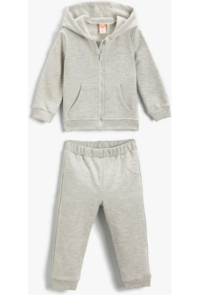 Koton Kapüşonlu Fermuarlı Sweatshirt Jogger Eşofman Altı Seti Pamuklu
