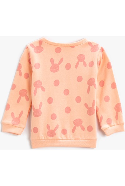 Koton Puantiyeli Sweatshirt Bisiklet Yaka Uzun Kollu Pamuklu