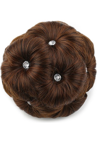 Taşlı Topuz Toka - Kahve Karamel Taşlı Topuz Toka - Kahve Karamel