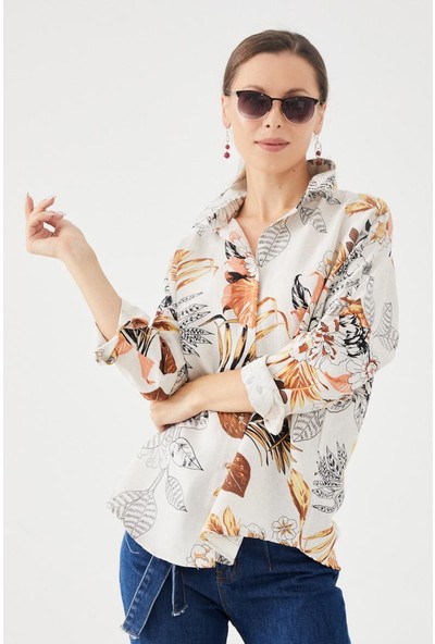 Fiyonque Desenli Keten Gömlek Fiyonque Desenli Keten Gömlek