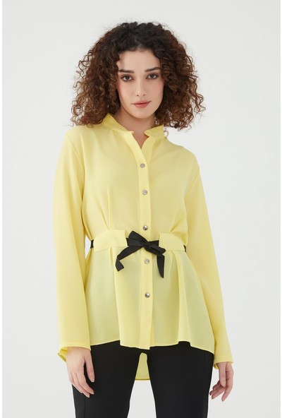 Fiyonque Kuşak Detaylı Bluz Fiyonque Kuşak Detaylı Bluz