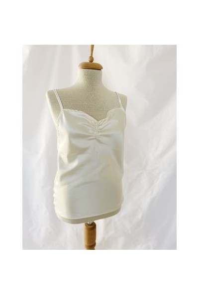 Saten Beyaz Ip Askılı Bluz