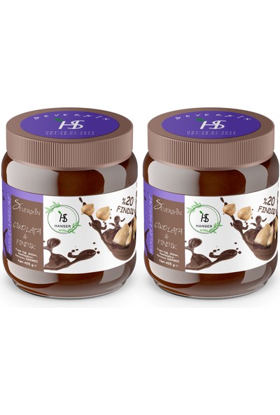 Hanser Natürel Seversin Çikolata&fındık Ezmesi 425GR X2 Hanser Natürel Seversin Çikolata&fındık Ezmesi 425GR X2
