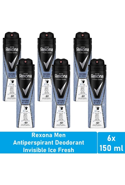Rexona Men Antiperspirant Deodorant Invisible Ice Fresh 150 ml - 6'lı Avantaj Paketi Rexona Men Antiperspirant Deodorant Invisible Ice Fresh 150 ml - 6'lı Avantaj Paketi