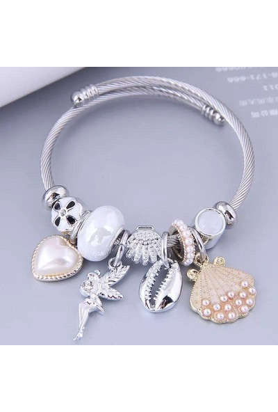 Lujo Çelik Deniz Kabuğu Charmlı Bileklik