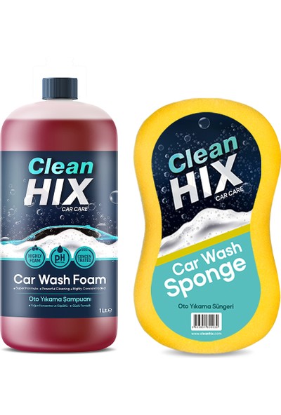 Clean Hix Car Care Ph Nötr Yoğun Köpüklü Oto Yıkama Şampuanı 1 Lt / Yüksek Su Emici Oto Yıkama Süngeri Clean Hix Car Care Ph Nötr Yoğun Köpüklü Oto Yıkama Şampuanı 1 Lt / Yüksek Su Emici Oto Yıkama Süngeri
