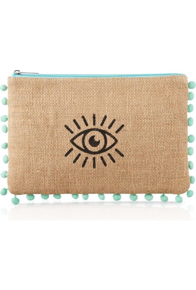 EKS Ticaret Eklips Göz Baskılı Jüt Clutch EKS Ticaret Eklips Göz Baskılı Jüt Clutch