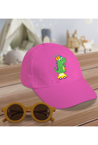 BK Kids Sevimli Dinozor Tasarımlı Pembe Cotton Çocuk Şapkası ve Sarı Çocuk Güneş Gözlüğü Hediye Seti BK Kids Sevimli Dinozor Tasarımlı Pembe Cotton Çocuk Şapkası ve Sarı Çocuk Güneş Gözlüğü Hediye Seti