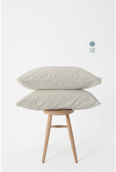 Favora Yıkanmış Organik Pamuk 2li Yastık Kılıfı - Taş